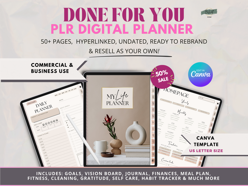 PLR Digital Planner - Yearly, Monthly, Daily Planning – Bewell Design